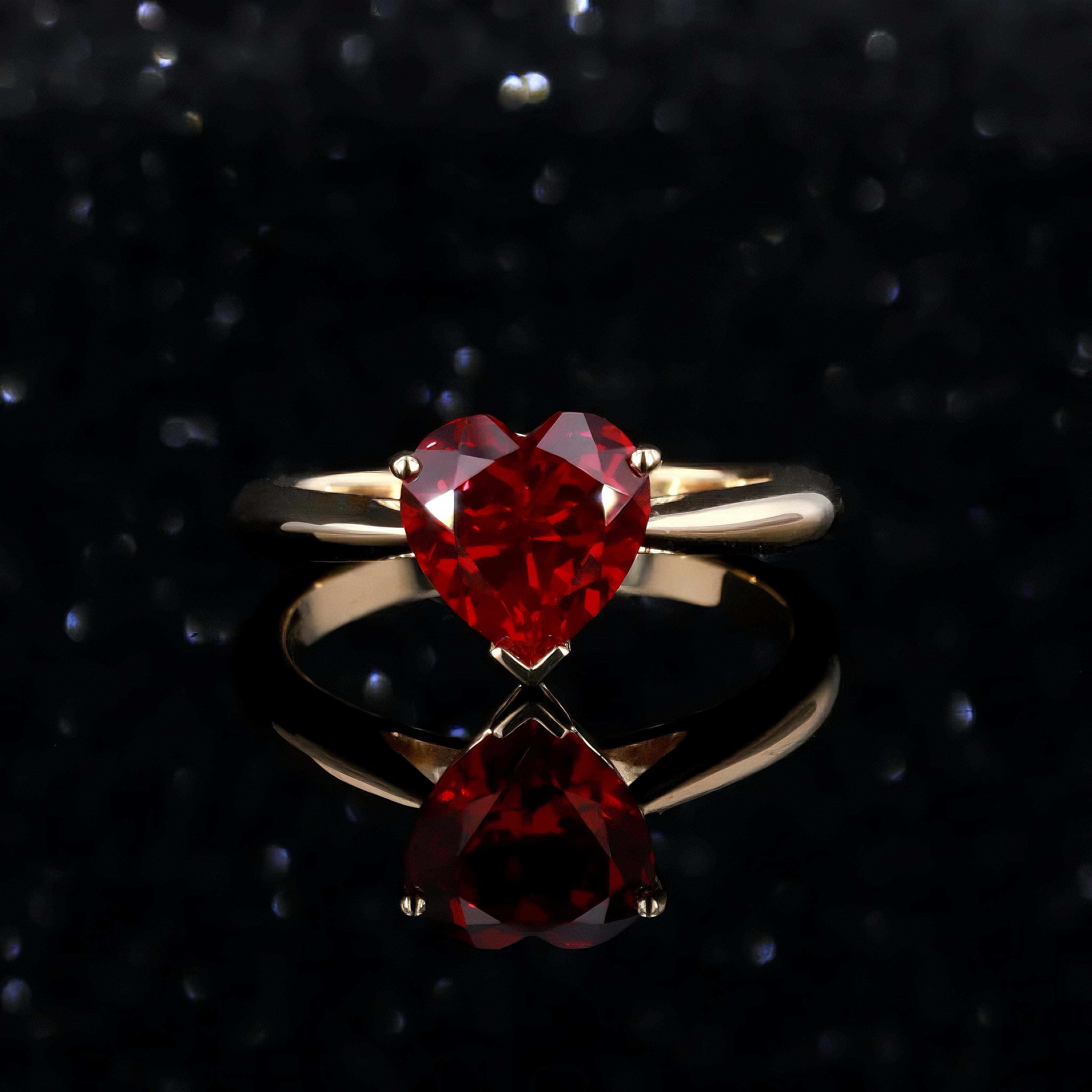 2.50ct Heart-Cut Red Ruby Ring in 14K Yellow or Rose Gold, “The Heart ...